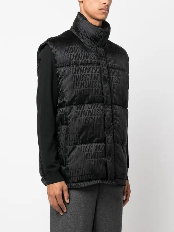 Moschino Jacquard Logo-Motif Padded Gilet In Black - 71% Off