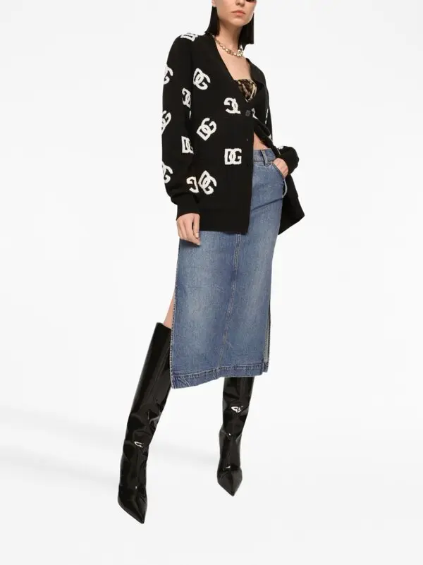 Dolce & Gabbana Logo-plaque Midi Skirt