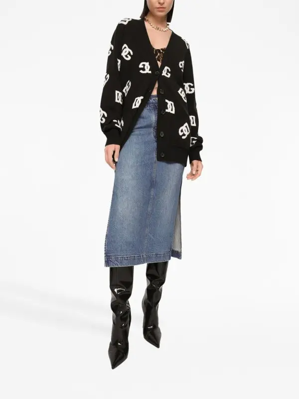Dolce & Gabbana Logo-plaque Midi Skirt
