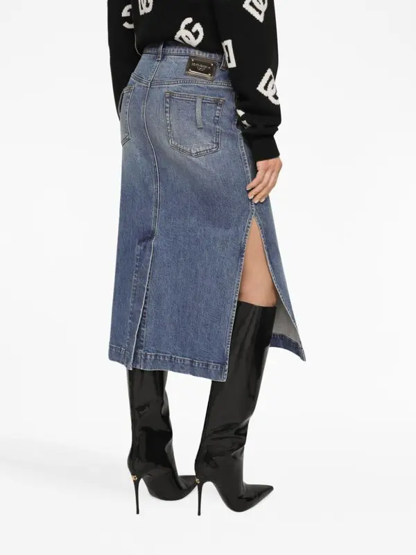 Dolce & Gabbana Logo-plaque Midi Skirt