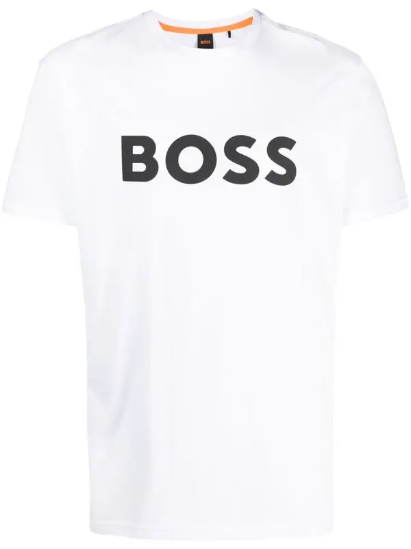 BOSS Cotton-jersey T-shirt With Large Logo Print - White