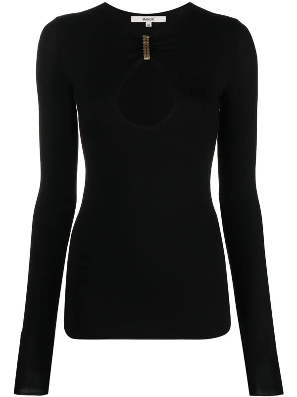MANURI Long-sleeve Cut-out T-shirt