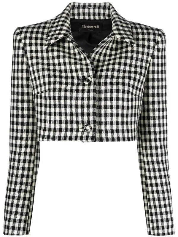 Roberto Cavalli Cropped Gingham-check Jacket