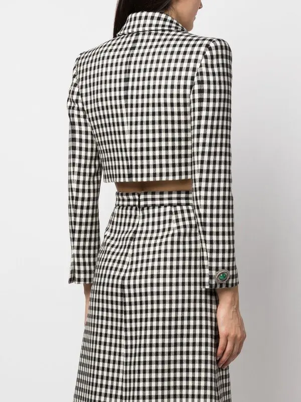 Roberto Cavalli Cropped Gingham-check Jacket