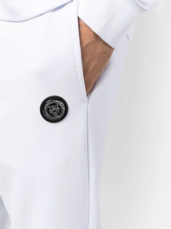 PLEIN SPORT Logo-plaque Cotton Track Pants - White