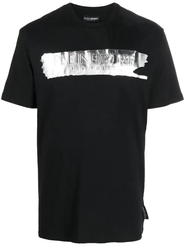 PLEIN SPORT Ss Silver Brush Cotton T-shirt - Black