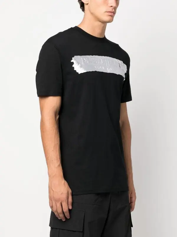 PLEIN SPORT Ss Silver Brush Cotton T-shirt - Black