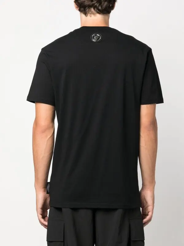 PLEIN SPORT Ss Silver Brush Cotton T-shirt - Black