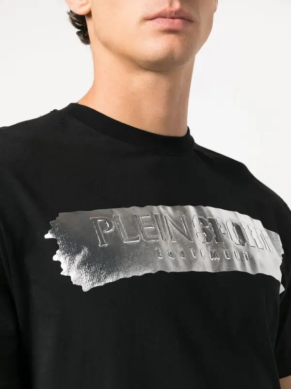 PLEIN SPORT Ss Silver Brush Cotton T-shirt - Black