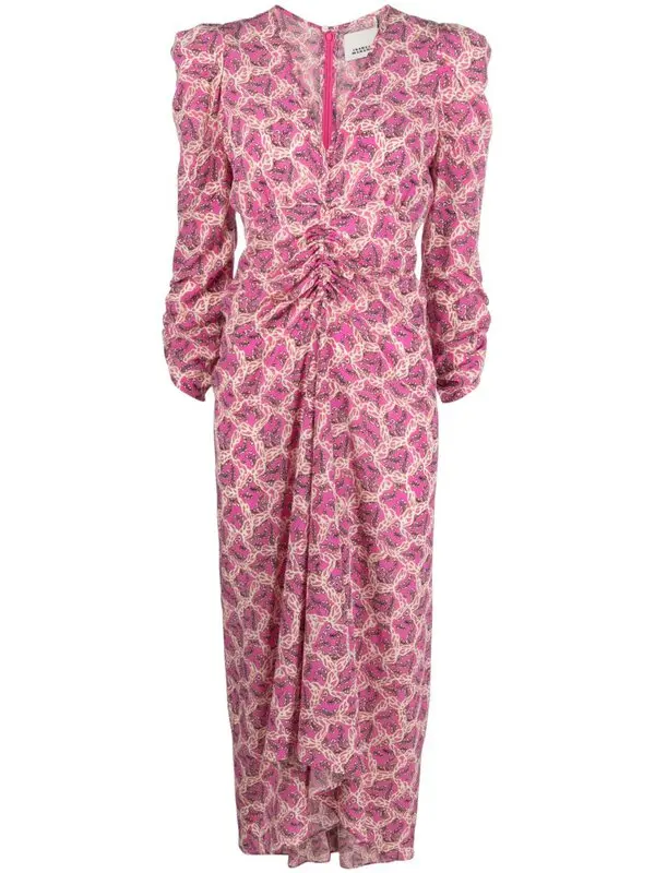Isabel Marant Étoile Albini Printed Silk Midi Dress - Pink