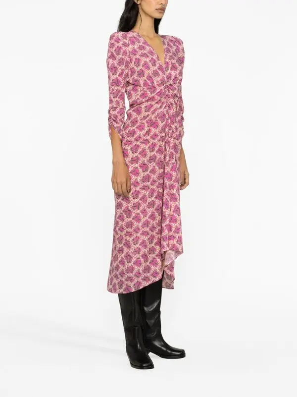 Isabel Marant Étoile Albini Printed Silk Midi Dress - Pink