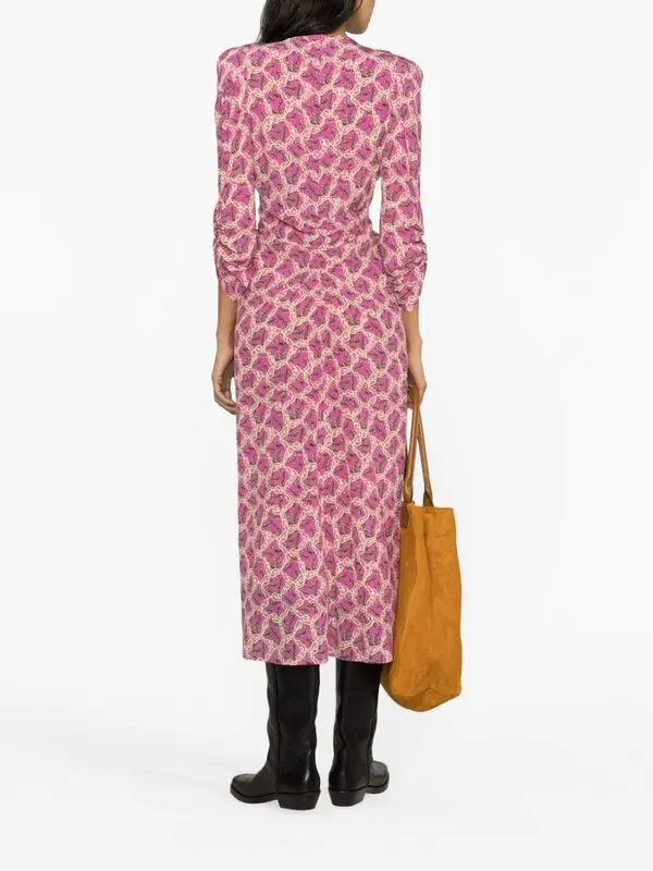 Isabel Marant Étoile Albini Printed Silk Midi Dress - Pink