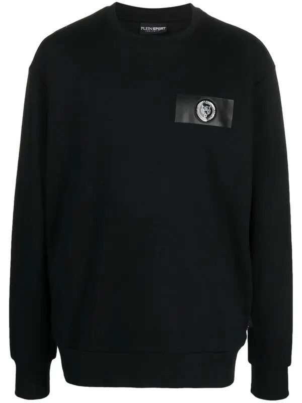 PLEIN SPORT Logo-patch Cotton Sweatshirt - Black