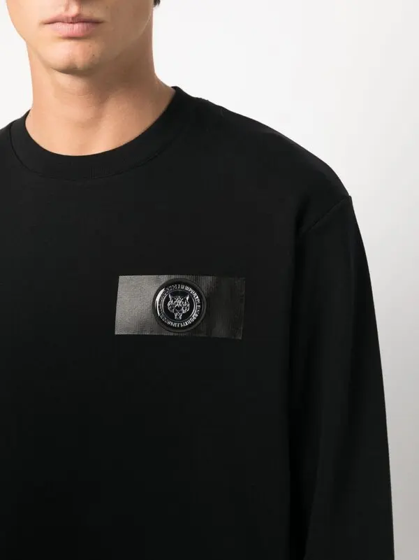 PLEIN SPORT Logo-patch Cotton Sweatshirt - Black