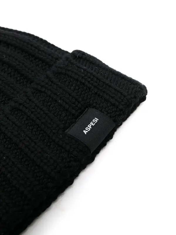 Aspesi Logo-patch Ribbed Beanie