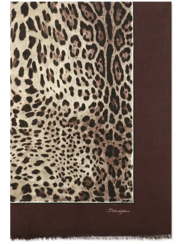 Dolce & Gabbana Leopard-print Silk Scarf - Brown