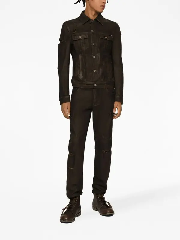 Dolce & Gabbana Ripped Detailing Slim-fit Jeans - Black