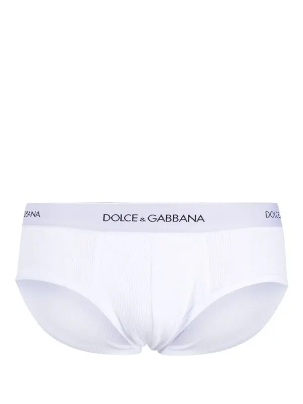 Dolce & Gabbana Logo-waistband Ribbed-knit Briefs - White