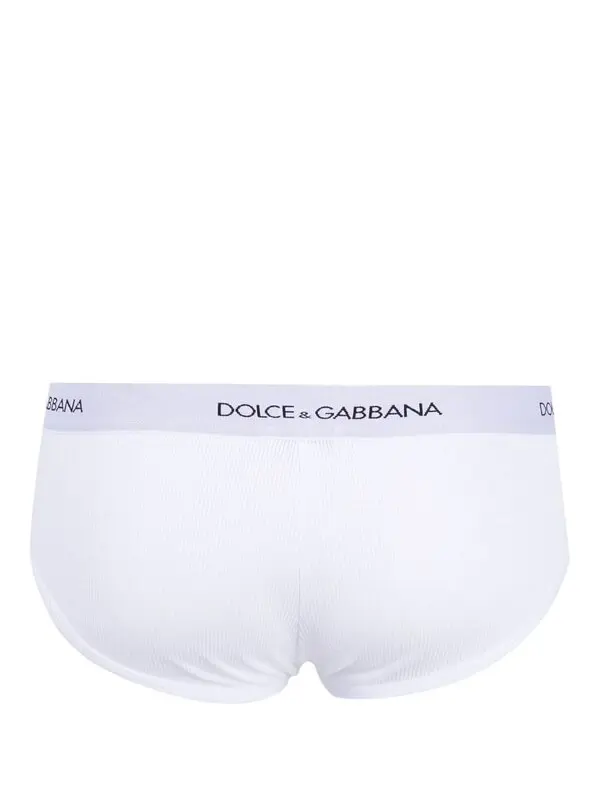 Dolce & Gabbana Logo-waistband Ribbed-knit Briefs - White