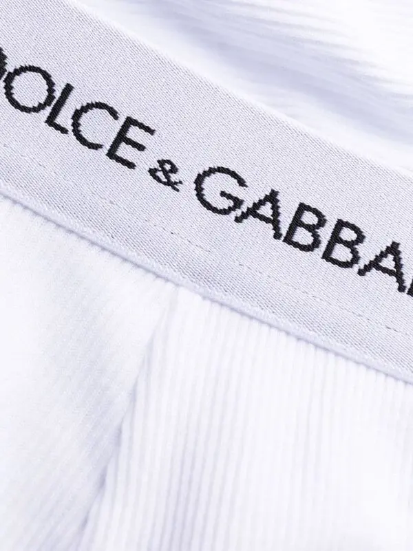 Dolce & Gabbana Logo-waistband Ribbed-knit Briefs - White