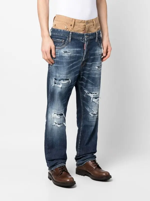 Dsquared2 Double-waist Distressed Jeans