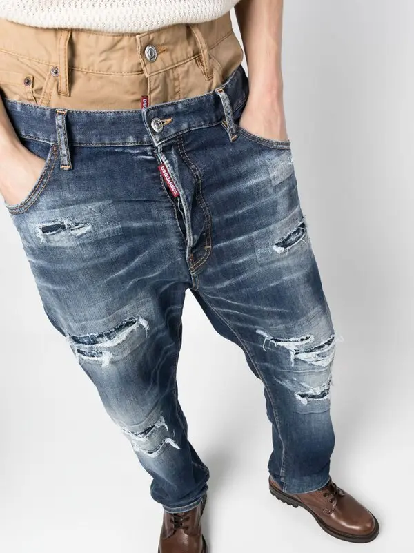 Dsquared2 Double-waist Distressed Jeans