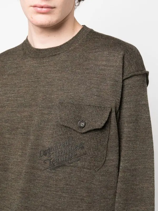 Dsquared2 Flap Pocket Crew Neck Jumper - Green