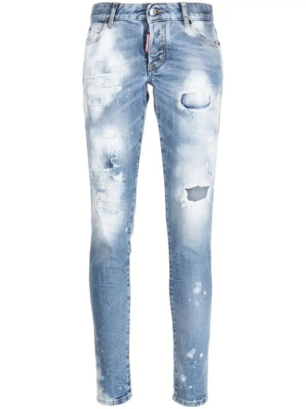 Dsquared2 Distressed Acid Wash Jeans - Blue