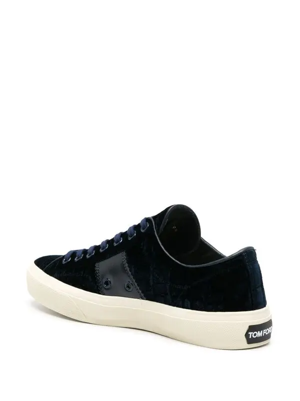 TOM FORD Cambridge Crocodile-effect Leather Sneakers - Blue
