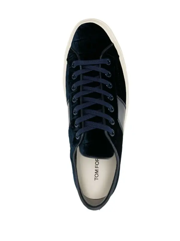 TOM FORD Cambridge Crocodile-effect Leather Sneakers - Blue