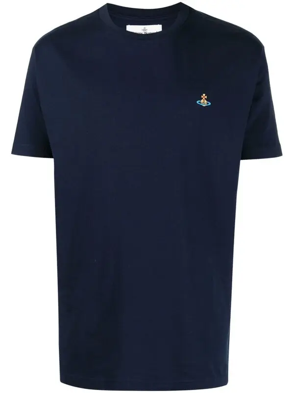 VIVIENNE WESTWOOD Orb-embroidered Cotton T-shirt - Blue