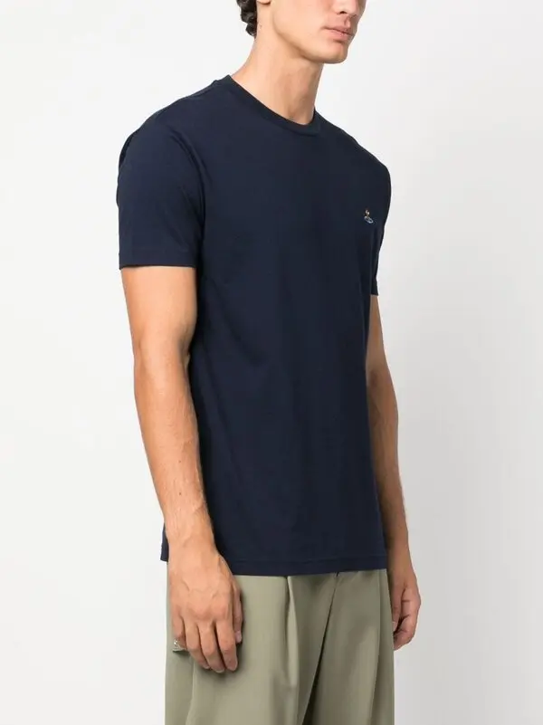 VIVIENNE WESTWOOD Orb-embroidered Cotton T-shirt - Blue