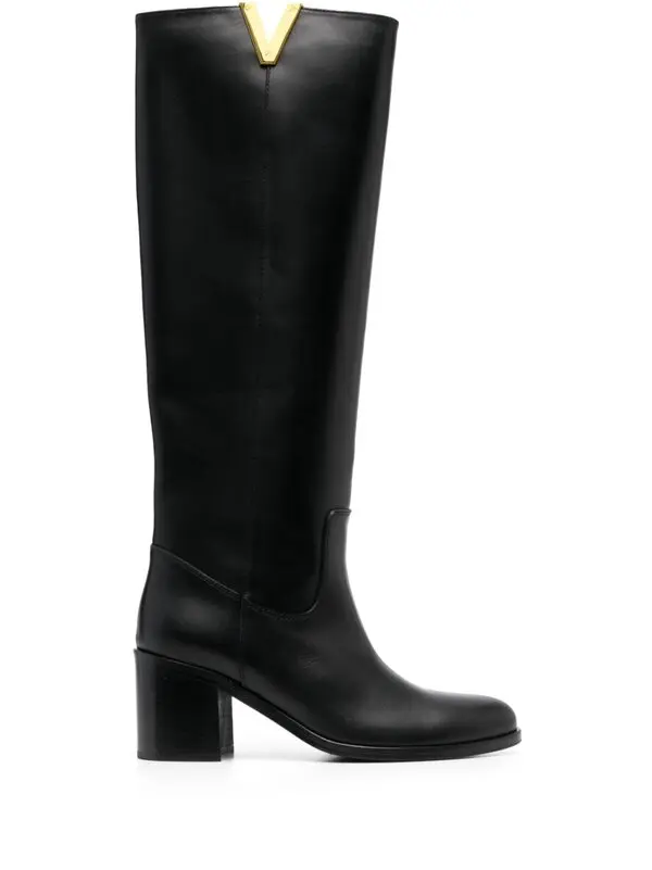 VIA ROMA 15 Logo Plaque Leather Boots