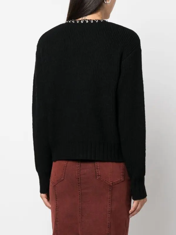 Patrizia Pepe Ribbed Knit Sweater With Metallic Hardware