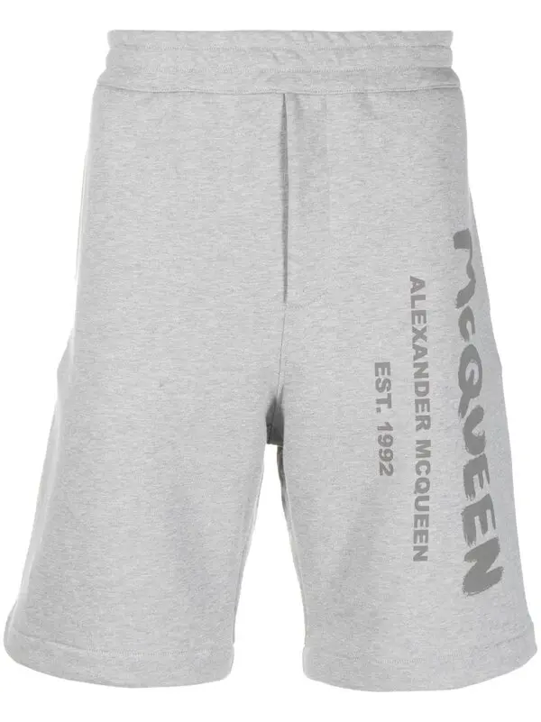 Alexander McQueen Graffiti-print Track Shorts - Grey