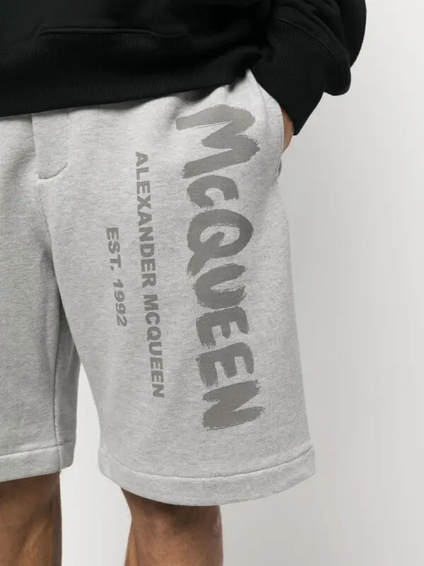 Alexander McQueen Graffiti-print Track Shorts - Grey