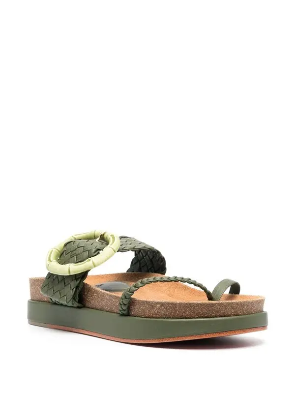 Johanna Ortiz Broadwalk Romance Leather Slides - Green