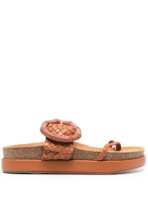 Johanna Ortiz Broadwalk Romance Leather Slides - Brown