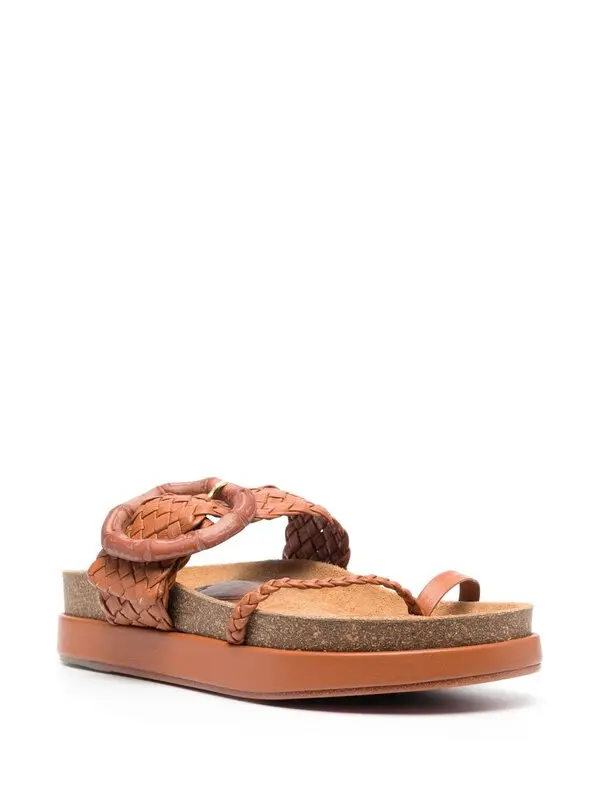 Johanna Ortiz Broadwalk Romance Leather Slides - Brown