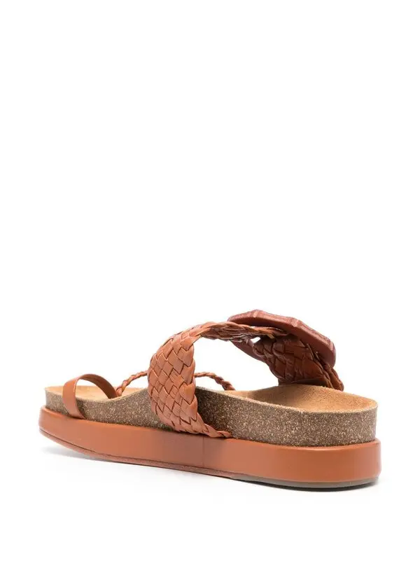 Johanna Ortiz Broadwalk Romance Leather Slides - Brown
