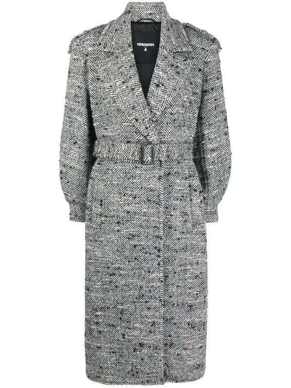 Patrizia Pepe Herringbone Belted Midi Coat