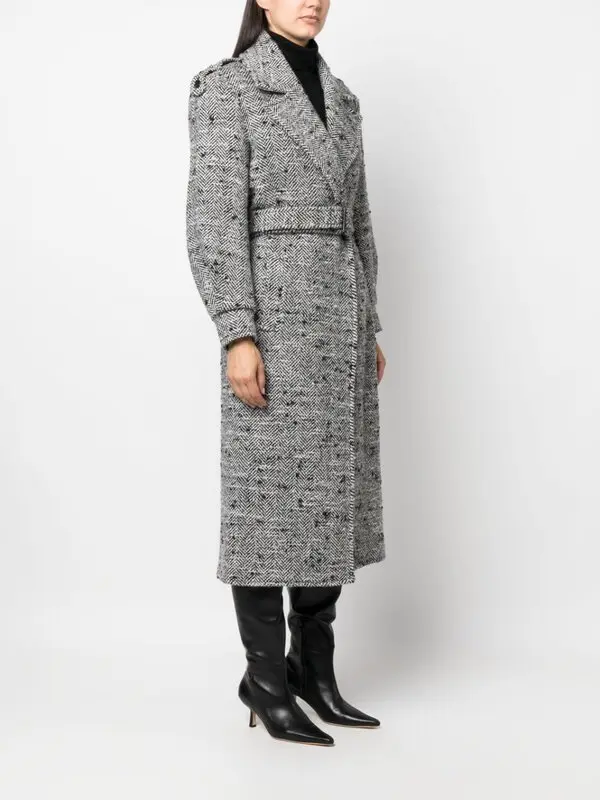 Patrizia Pepe Herringbone Belted Midi Coat