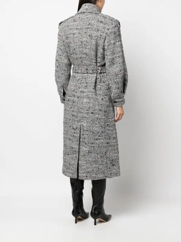 Patrizia Pepe Herringbone Belted Midi Coat
