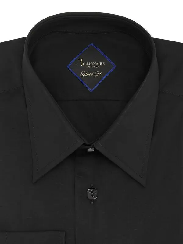 BILLIONAIRE Gordon Crest-embroidered Poplin Shirt - Black