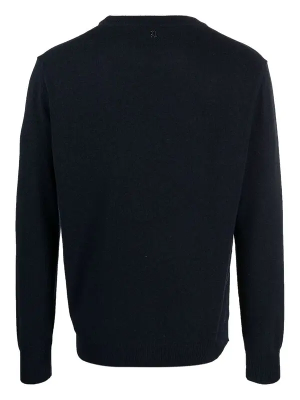 DONDUP Logo-plaque Fine-knit Jumper - Blue