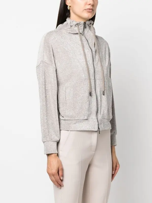 Peserico Metallic Hooded Bomber Jacket