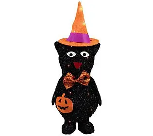 NORTHLIGHT 24' Lit Black Cat Halloween Yard Dec Oration - One-color