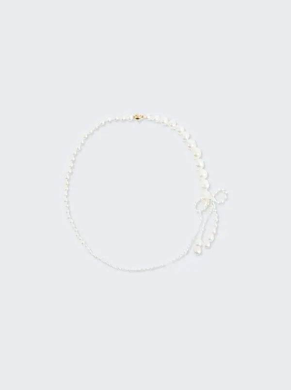 Sophie Bille Brahe Peggy Rosette Pearl Bow Necklace - 14k Yellow Gold