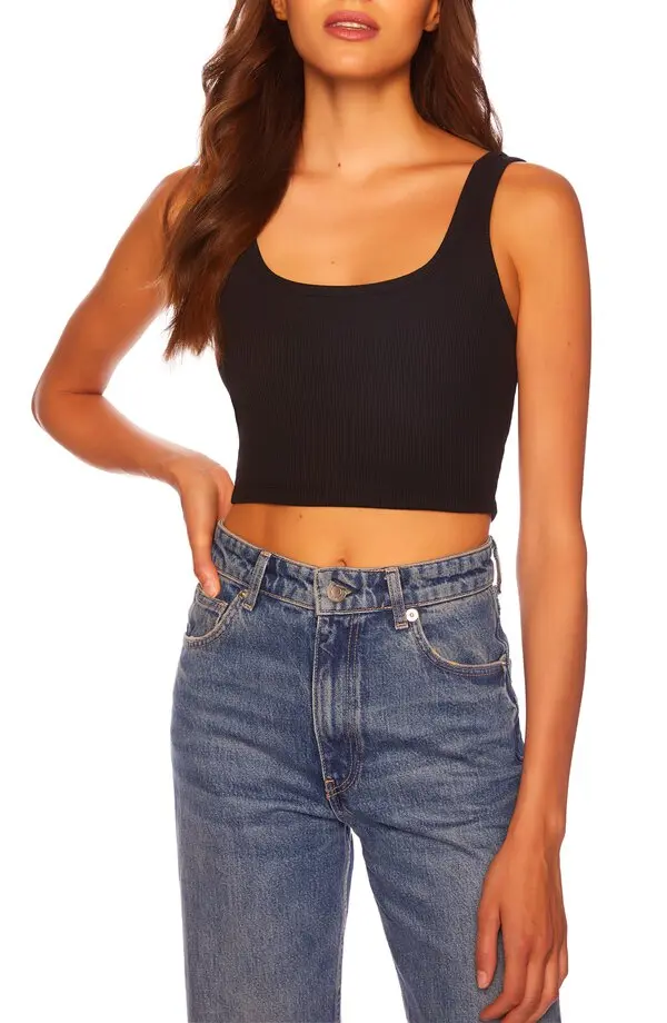 Susana Monaco Ribbed Scoop Neck Crop Tank