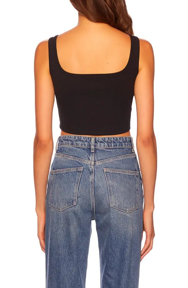 Susana Monaco Ribbed Scoop Neck Crop Tank